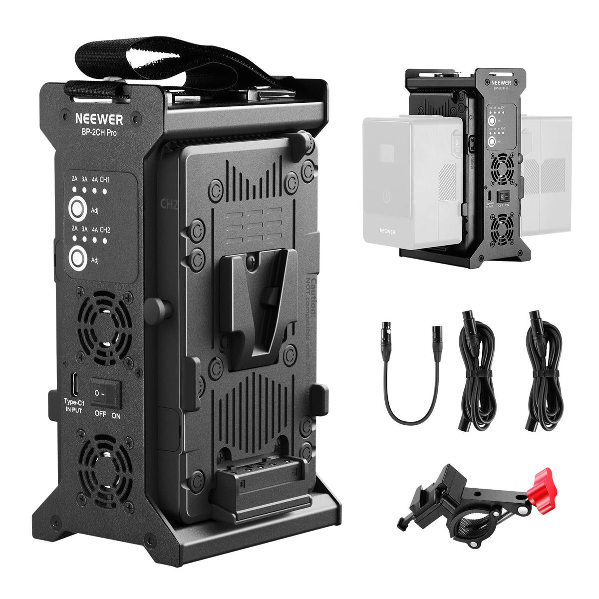 NEEWER BP-2CH Pro V Mount Battery Charger Dual Channel 100W PD Fast Ch