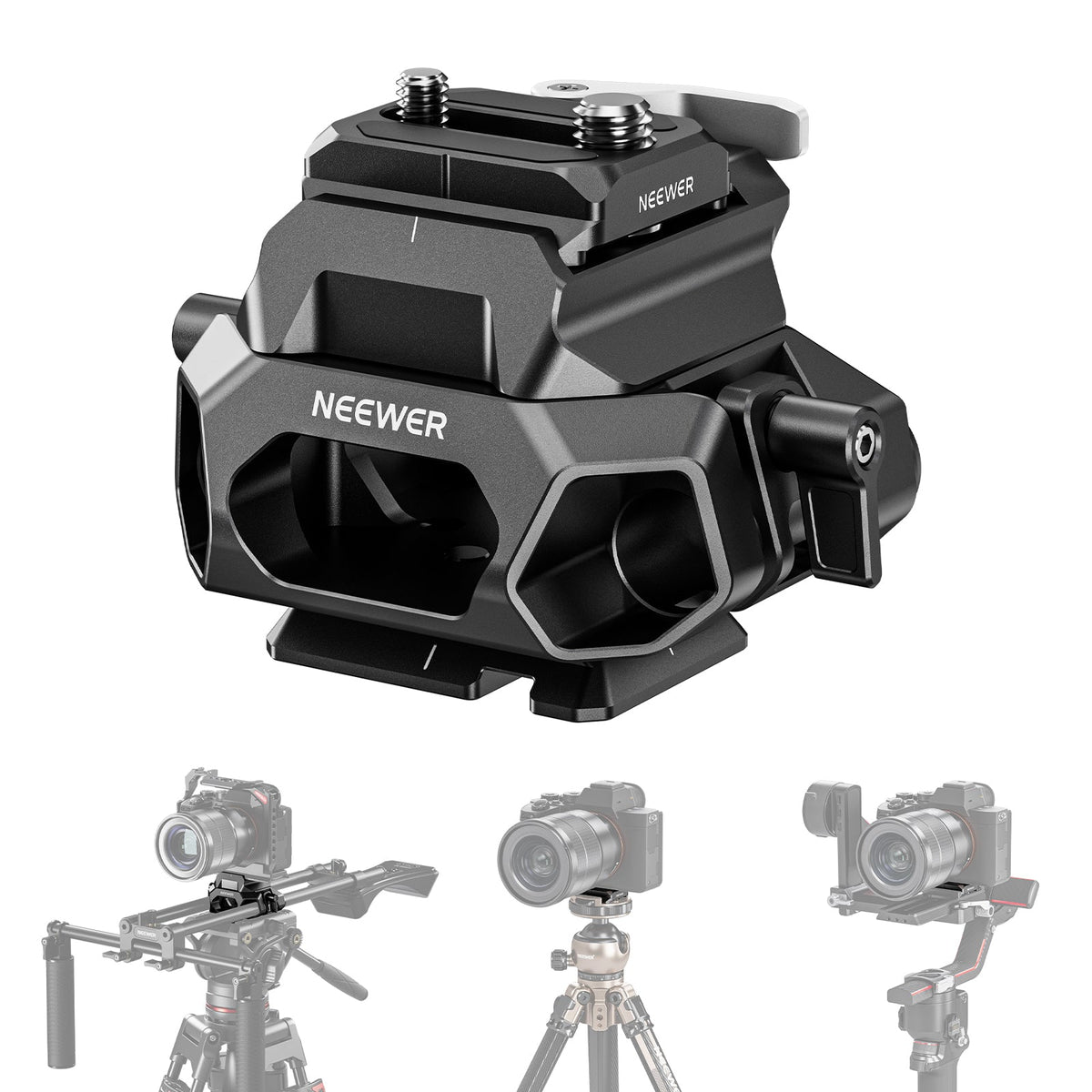 NEEWER SR015 Arca Type 15mm LWS Baseplate with Rod Clamps - NEEWER