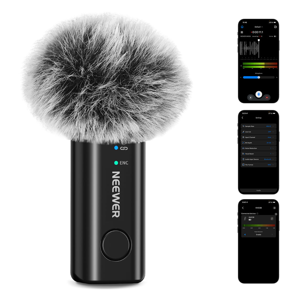 NEEWER KM23B Wireless Mic Transmitter with App Control