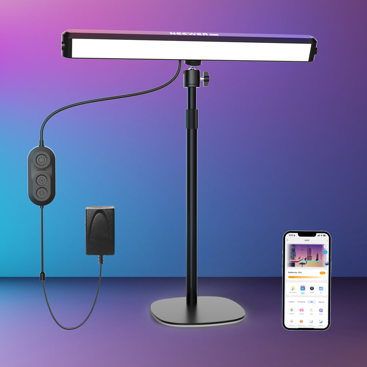 NEEWER NG01 Dual-Sided RGB LED Streaming Key Light